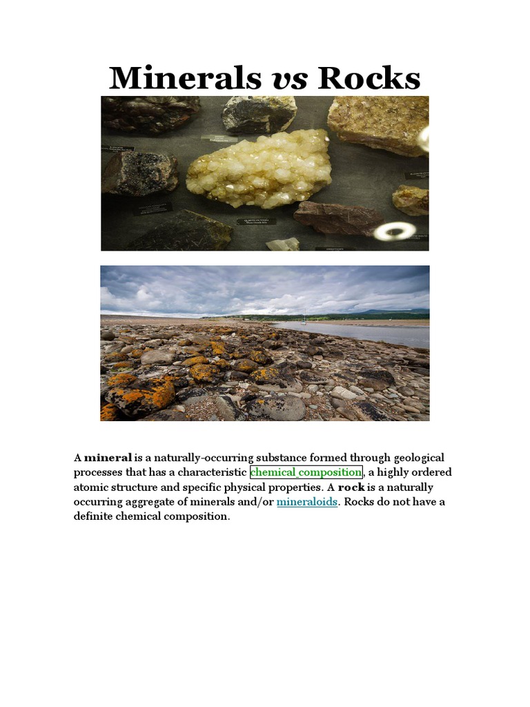 Minerals Vs Rocks: Chemical Composition | PDF | Rock (Geology ...