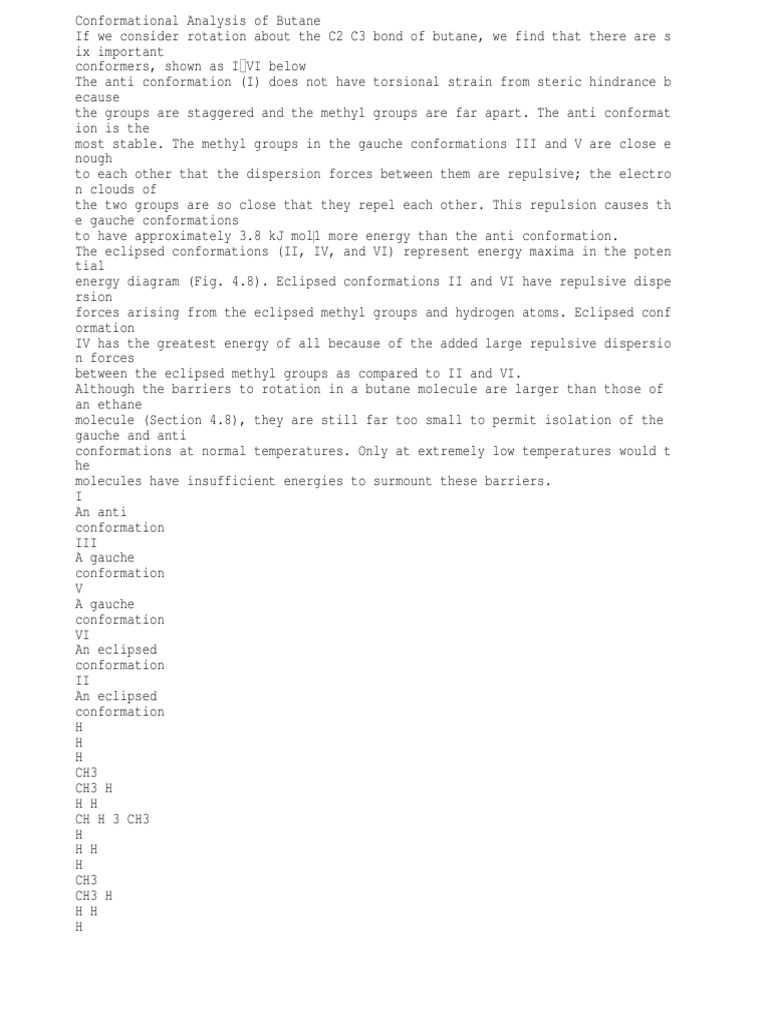 Conformational Analysis of Butane | Download Free PDF | Conformational ...