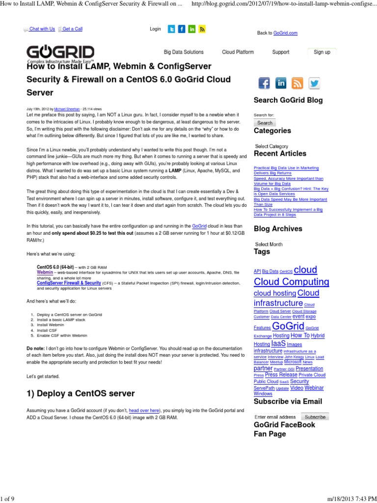 How To Install LAMP, Webmin & ConfigServer Security & Firewall On A ...