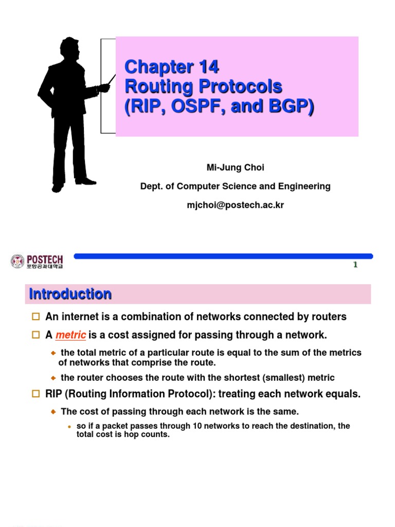 Routing Protocols (RIP, OSPF, and BGP) : Mi-Jung Choi Dept. of Computer Science and Engineering ...