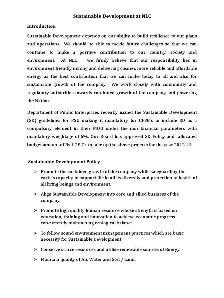 Sustainable Development | PDF | Sustainability | Resource