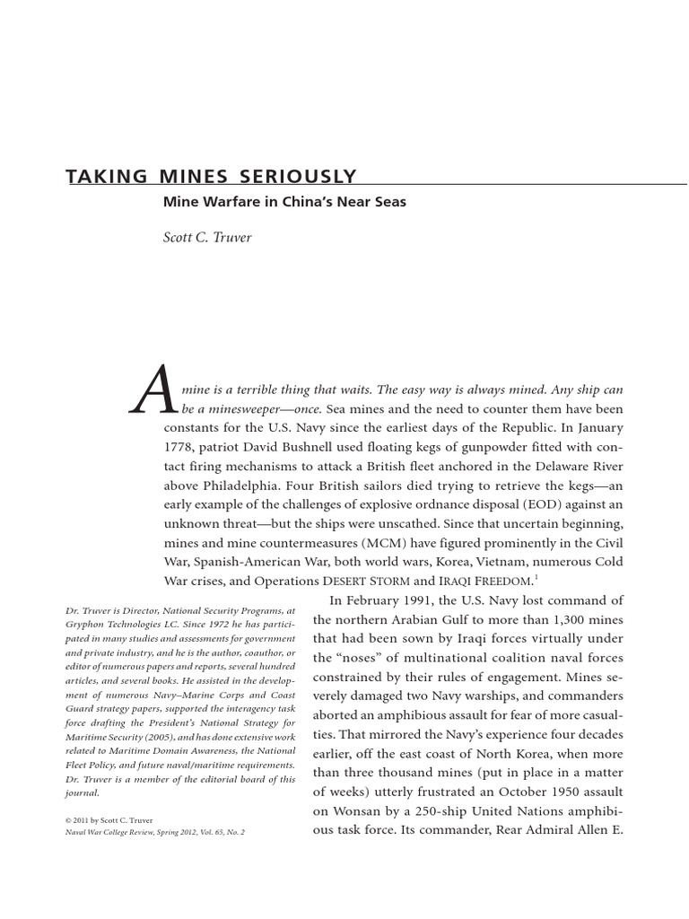Taking Mines Seriously: Mine Warfare in China's Near Seas | PDF | Naval ...