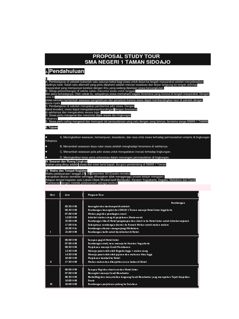 Contoh Proposal Study Tour | PDF