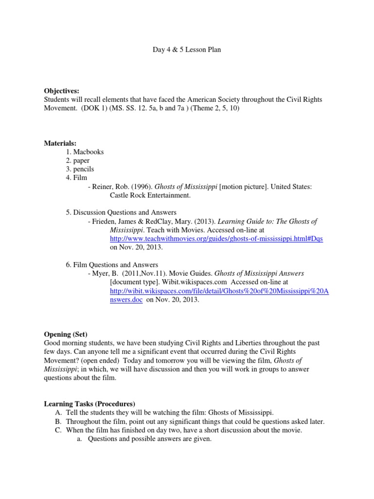 Best Practice Lesson Plan | Download Free PDF | African American Civil ...