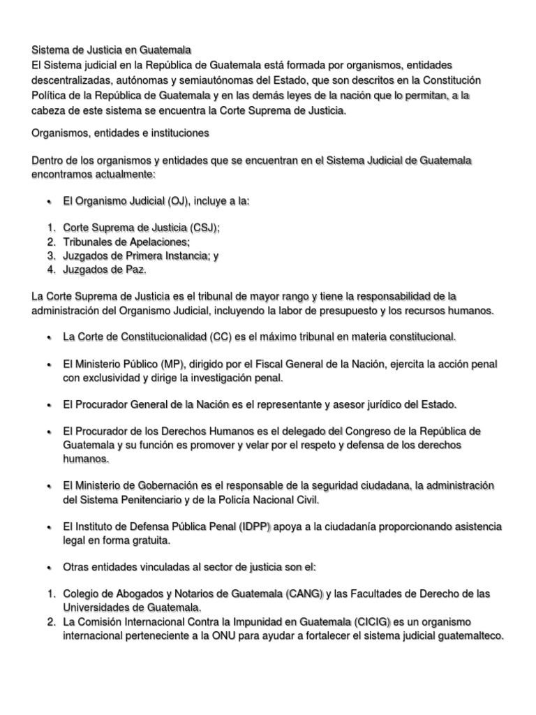 Estructura del Sistema Judicial en Guatemala | PDF | Derecho