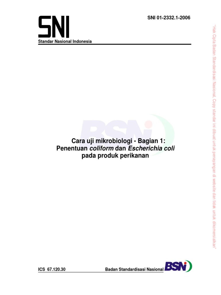 SNI Penentuan Coliform dan E. coli | PDF