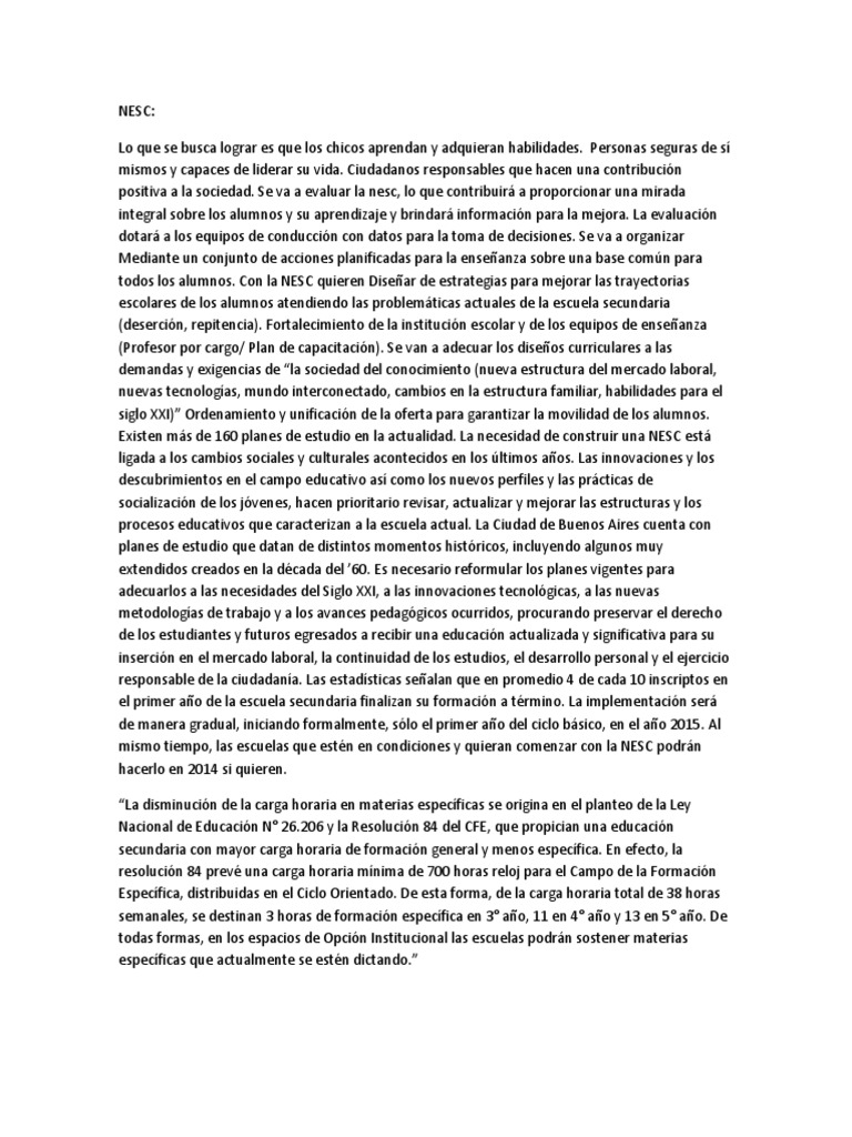 NESC: Innovación en Educación Secundaria | PDF | Plan de estudios ...