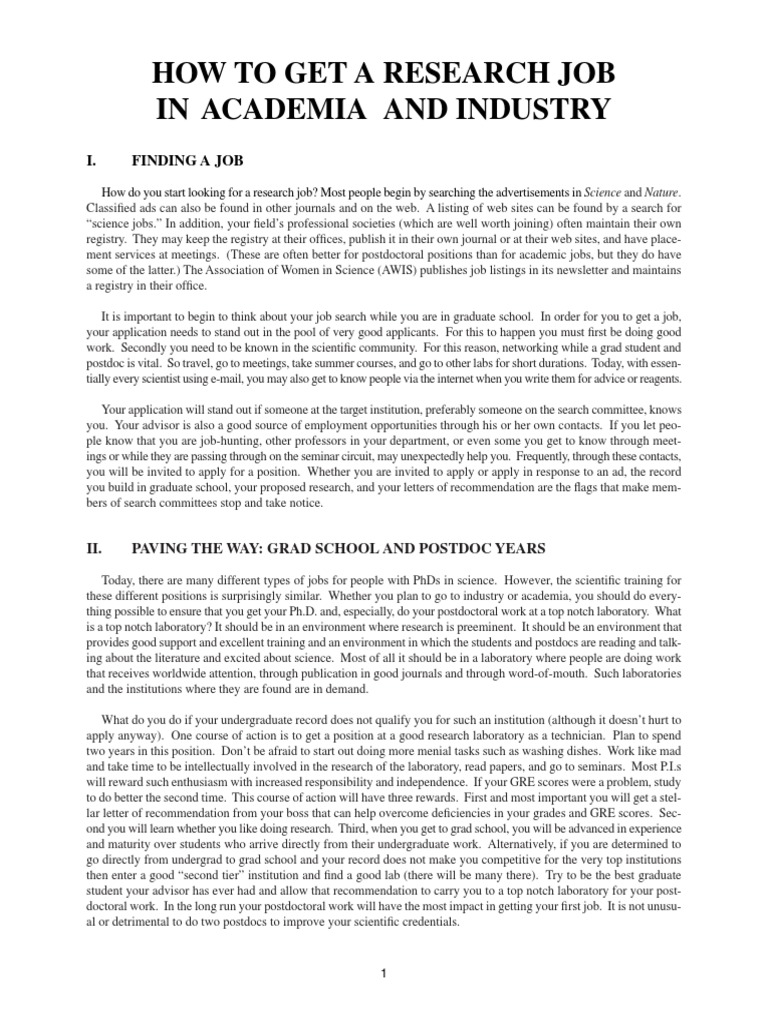 How To Get A Research Job IN Academia and Industry | PDF | Graduate ...