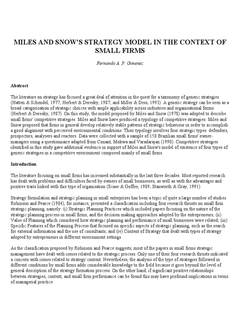 Miles & Snow | Strategic Planning | Strategic Management