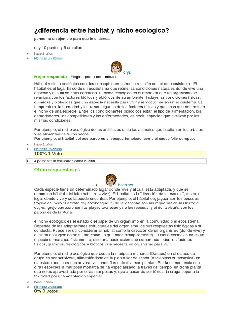 Diferencia Entre Habitat y Nicho Ecologico | Descargar gratis PDF ... Diferencia Entre Habitat y Nicho Ecologico | Descargar gratis PDF ...