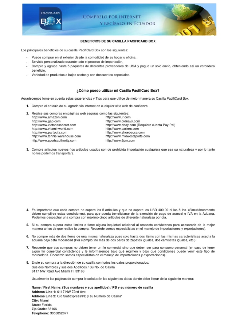 Beneficios de PacifiCard Box | PDF | Business | Economía (general)