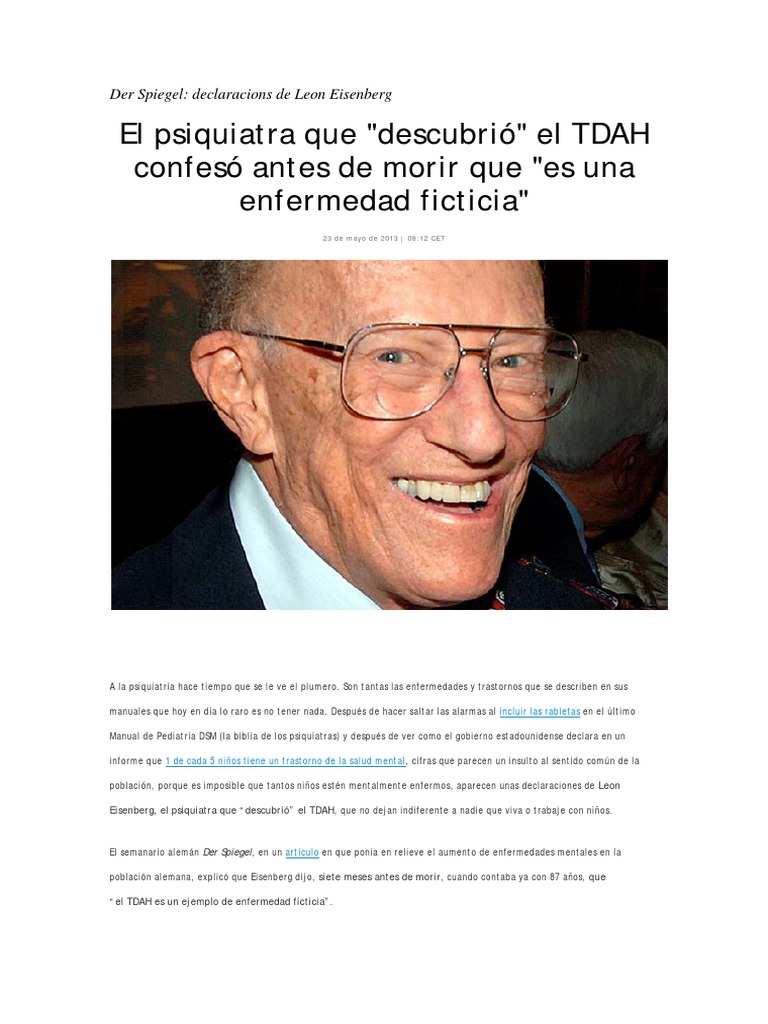 Der Spiegel. Declaracions de Leon Eisenberg PDF | PDF | Desorden ...