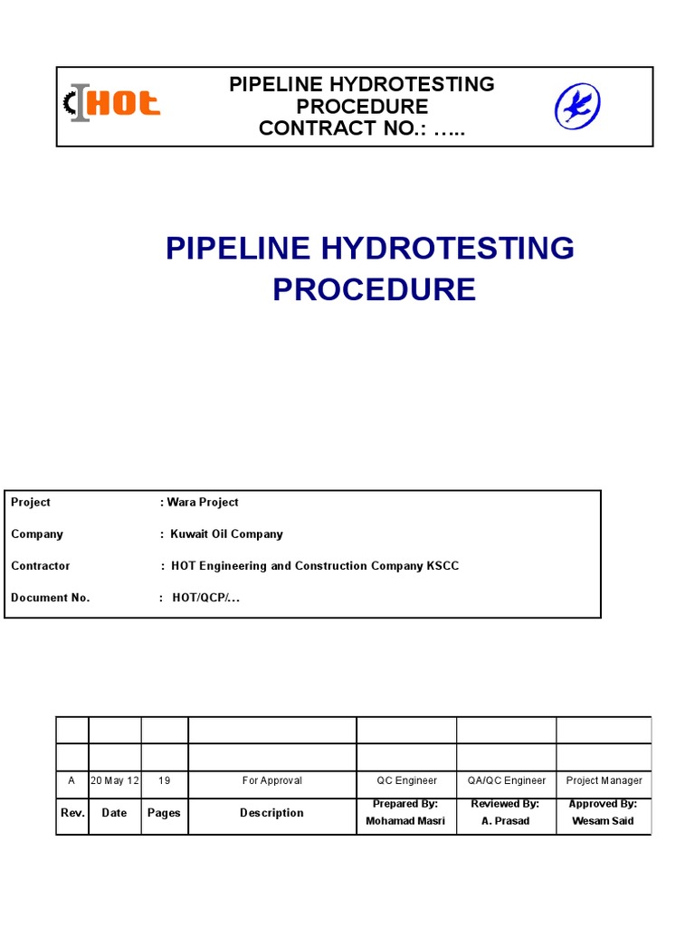 Pipeline Hydrotest Plan | PDF | Nature