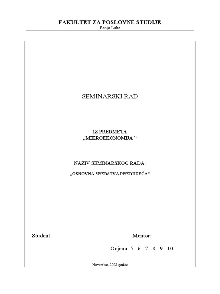 Seminarski Osnovna Sredstva | PDF