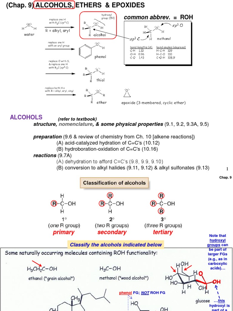 Smith 4th Ed Chap 9 Alcohols, Ethers and Epoxides (Fall 2013) | PDF ...