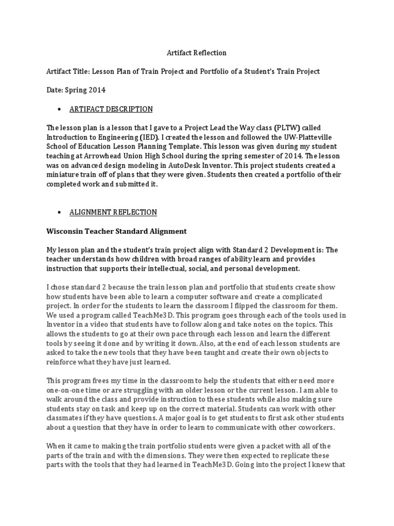 Artifact Reflection Standard 2 | PDF | Lesson Plan | Classroom