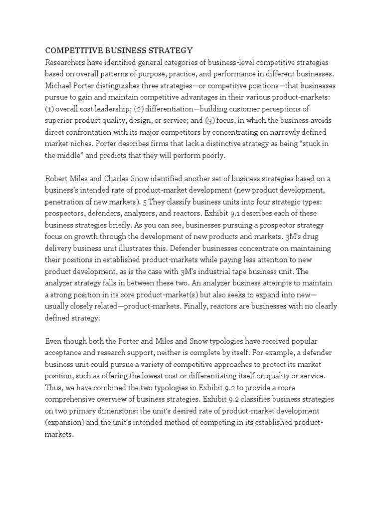 Competitive Business Strategy | PDF | Competition | Strategic Management