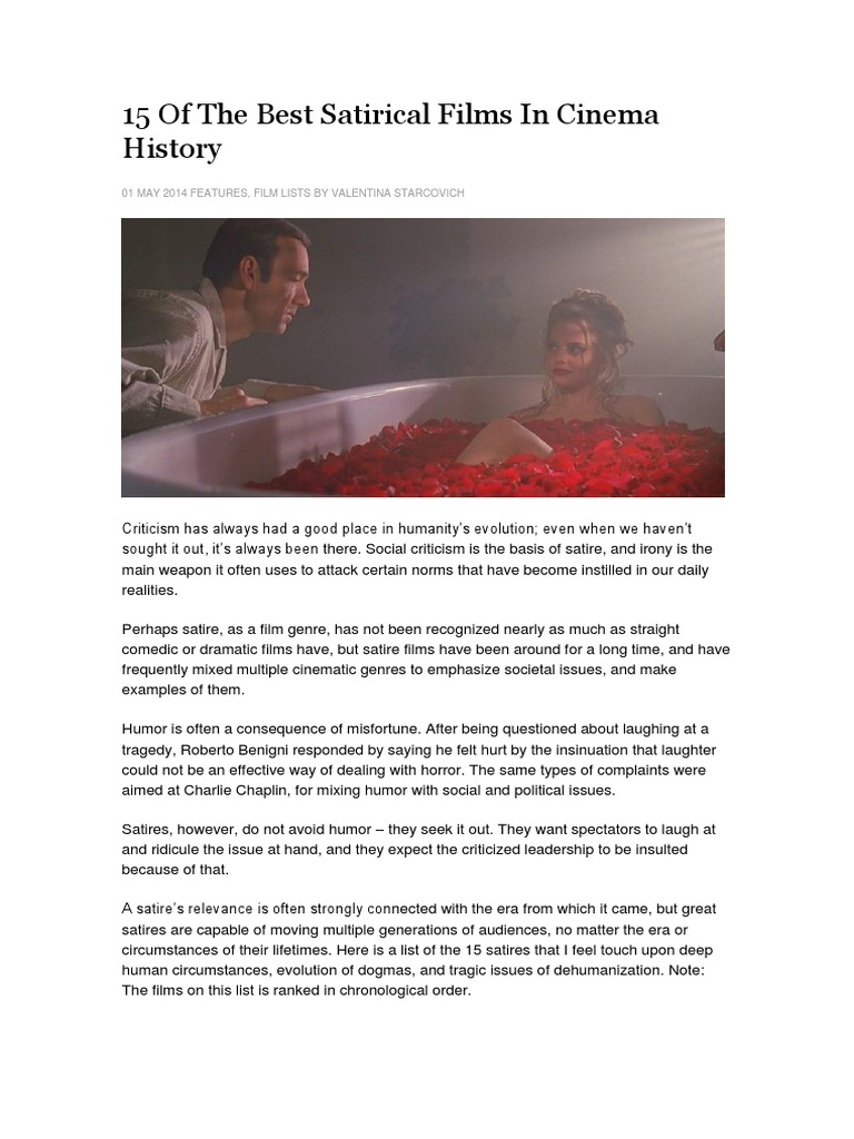 15 of the Best Satirical Films in Cinema History | Cinema | Leisure