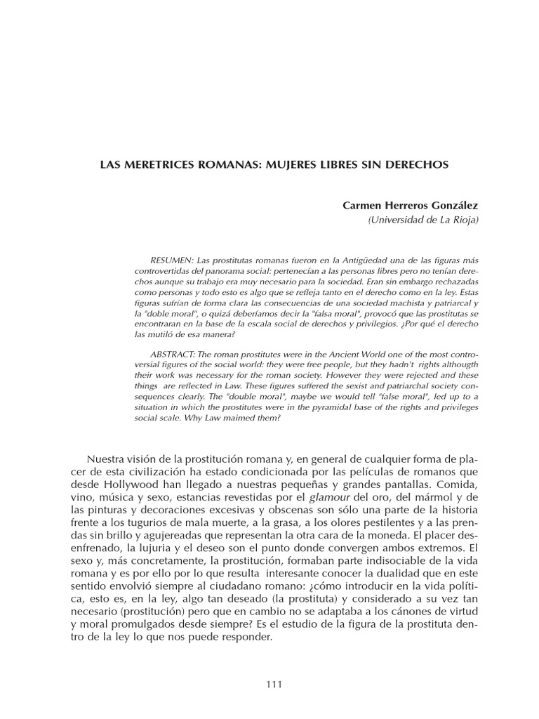 Las Meretrices Romanas | PDF | Prostitución | Roma antigua