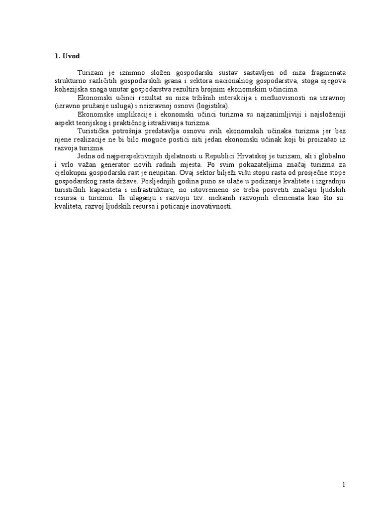 Ekonomika Turizma Seminar | PDF