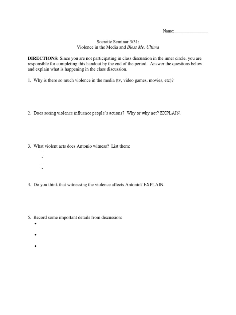 Socratic Seminar Discussion Handout | PDF | Politics | Social Science