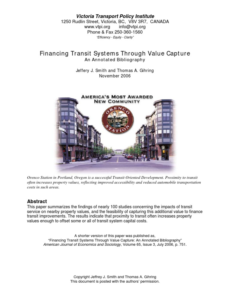 Impacts of Transit Service On Nearby Property Values | PDF | Public ...