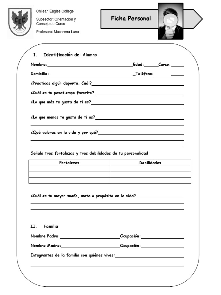 Ficha Personal Del Alumno | PDF