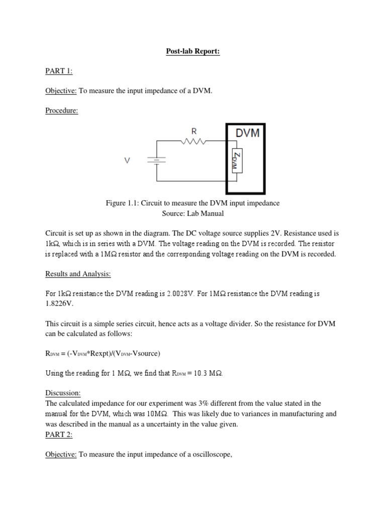 DVM and Oscilloscope Impedance Measurement | PDF | Electrical Impedance ...