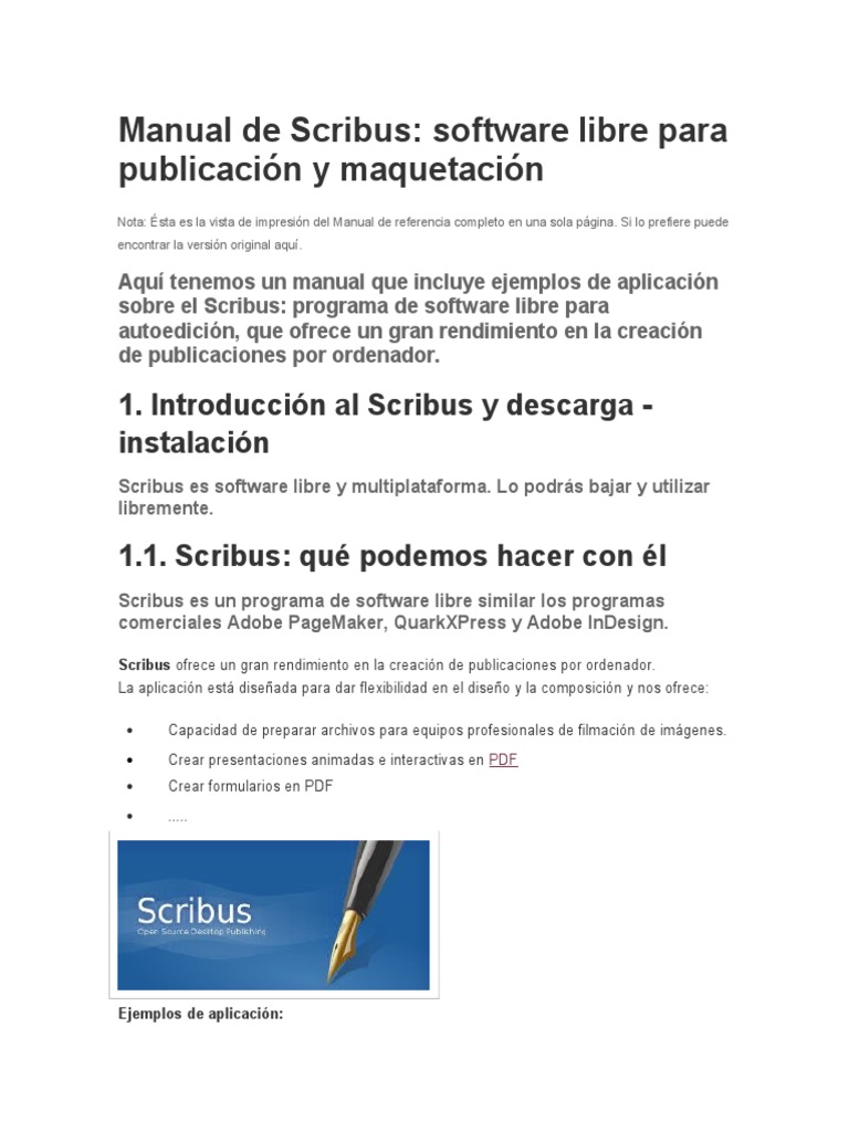 Manual de Scribus | PDF | Software libre | Software
