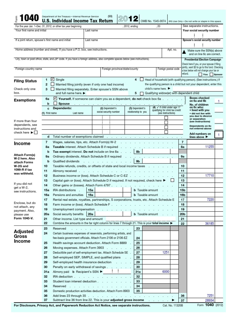 U.S. Individual Income Tax Return | PDF | Social Security (United ...