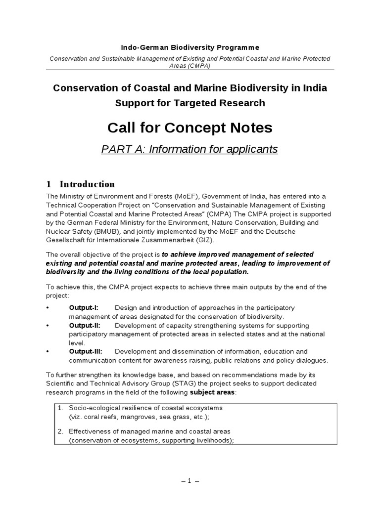 Call For Concept Notes: PART A: Information For Applicants | PDF ...