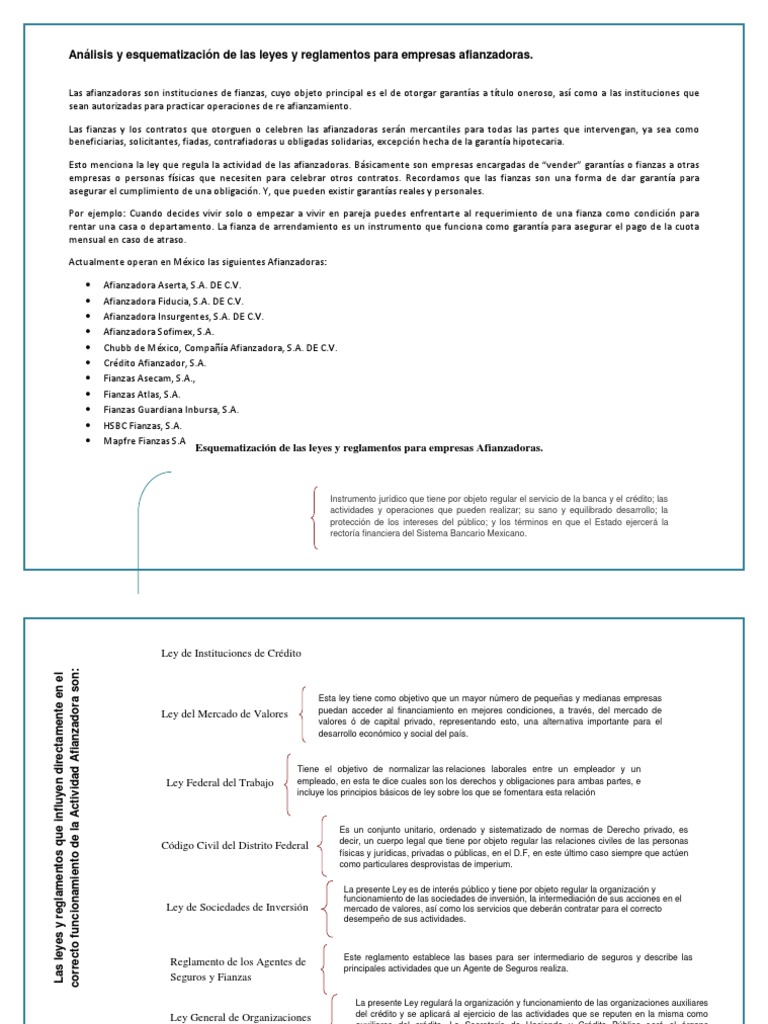 Leyes y Reglamentos para Empresas Afianzadoras | PDF | Seguro | Economias