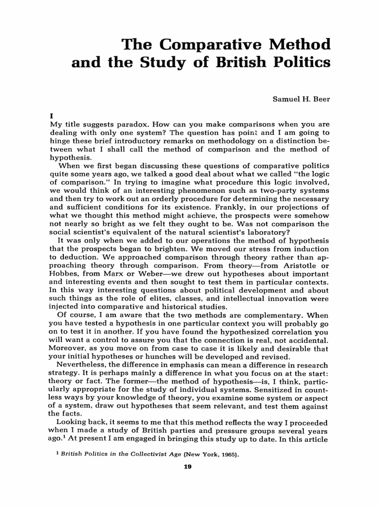 Comparative Method and British Politics | PDF | Computing And ...