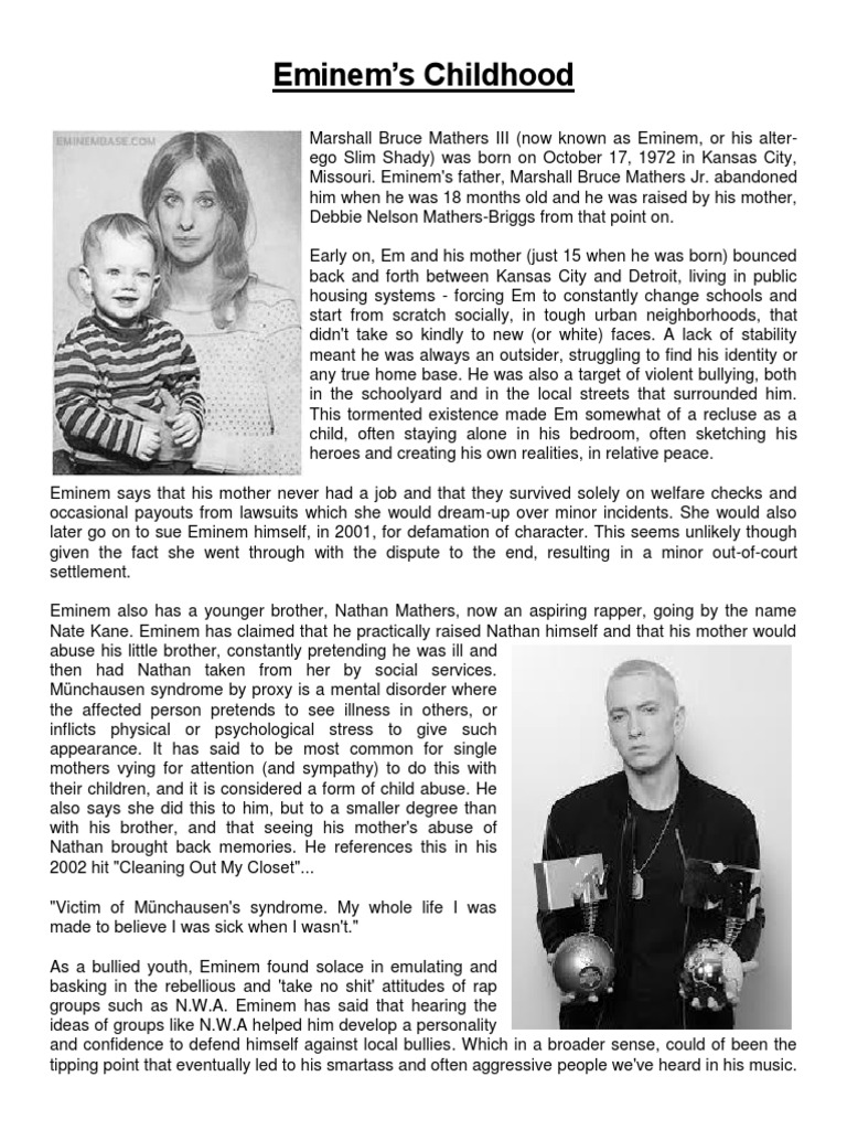 Eminem's Childhood | PDF | Mental Health | Behavioural Sciences