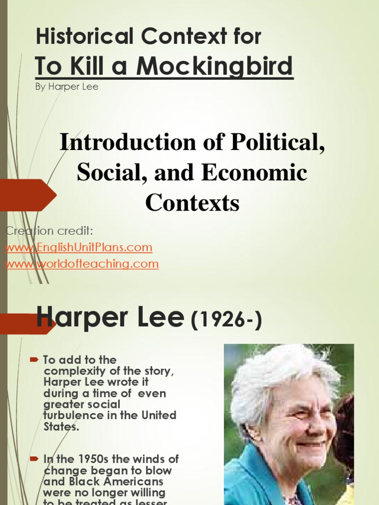 Tkam Historical Context | PDF | To Kill A Mockingbird | Harper Lee