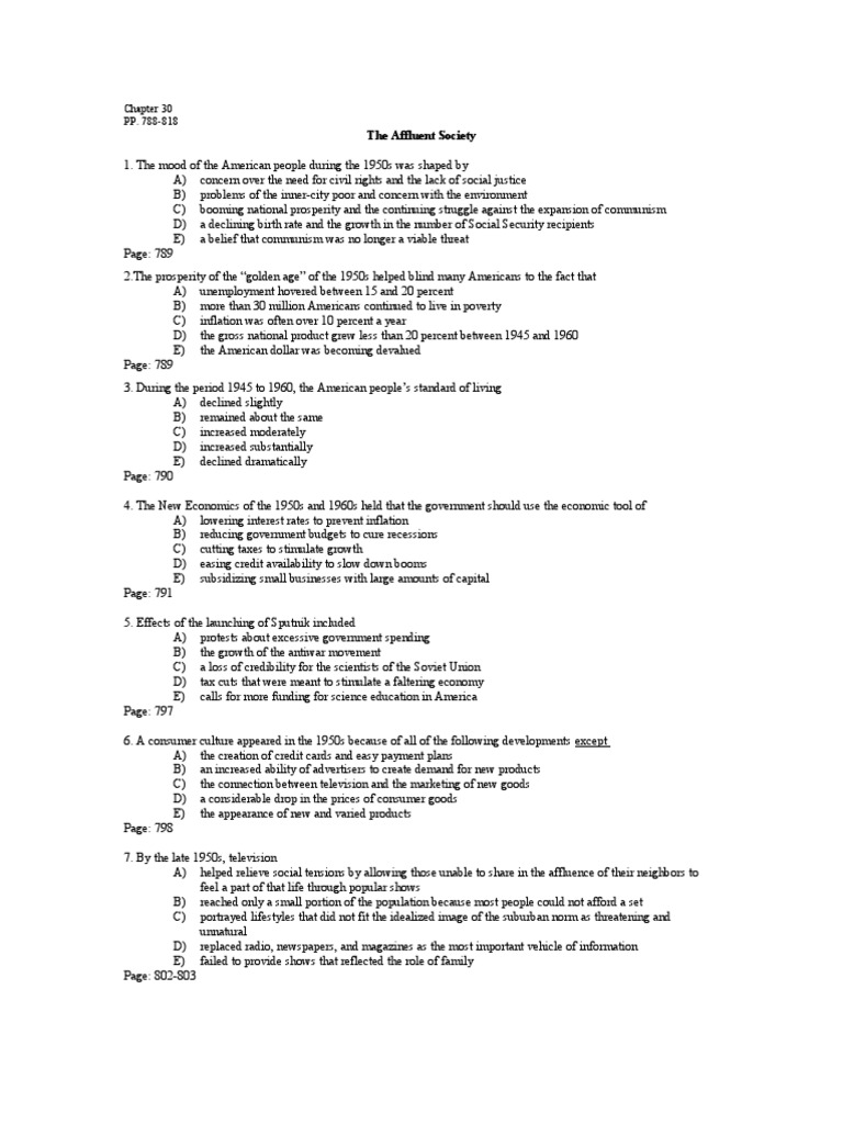 The Prosperity and Problems of 1950s America: A Summary of Key ...