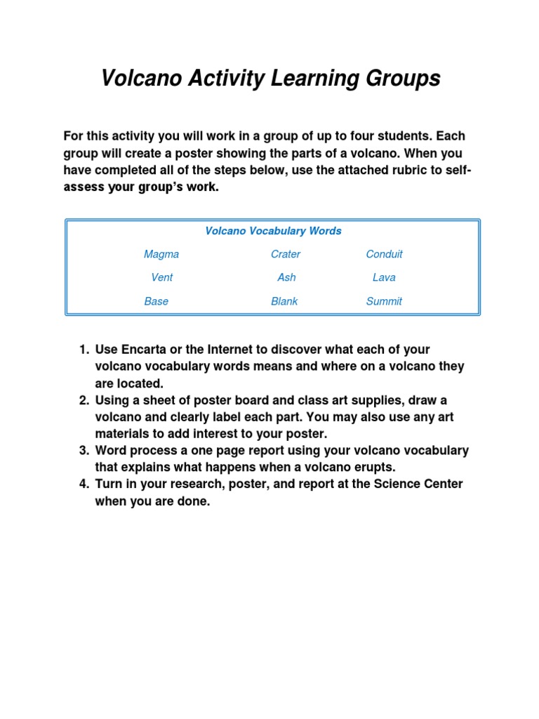 Volcano Activity Group Project Guide | PDF | Social Science