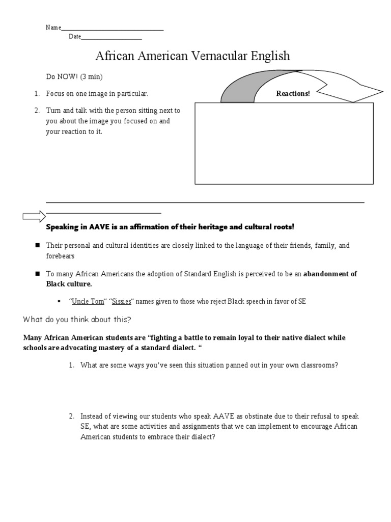 Aave Worksheet | PDF | Symbols | Linguistic Typology