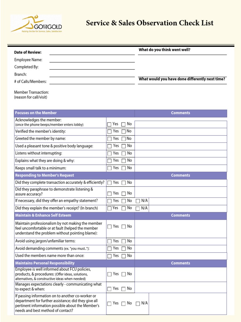 Service Sales Checklist | PDF | Psychological Concepts | Cognitive Science