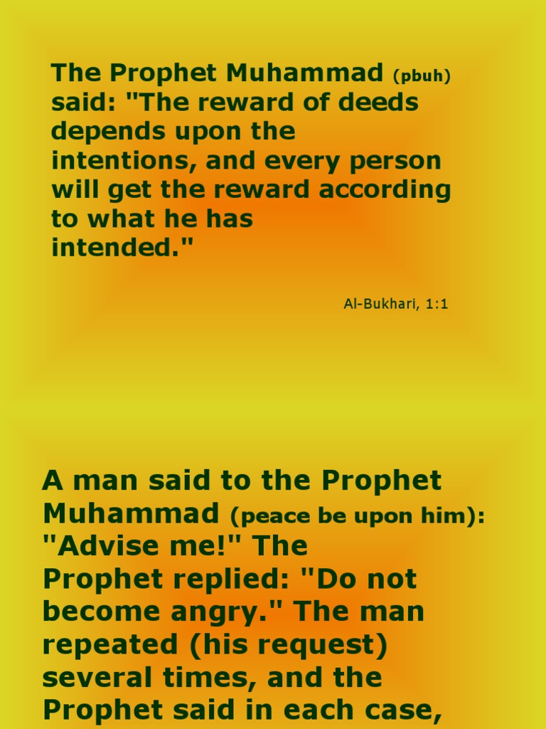 The Prophet Muhammad (Pbuh) Said: "The Reward of Deeds Depends | PDF ...