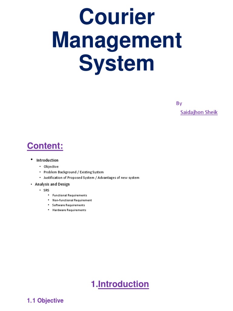 Courier Management System Presentation | PDF | Windows 2000 | Databases