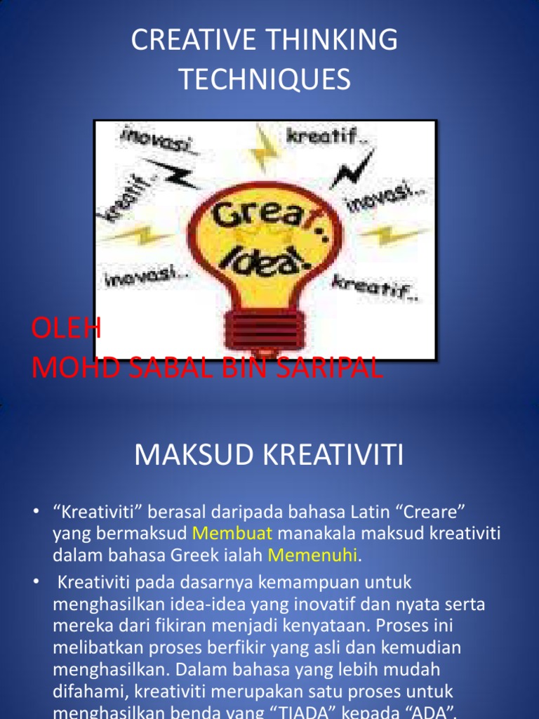 Creative Thinking Techniques | PDF