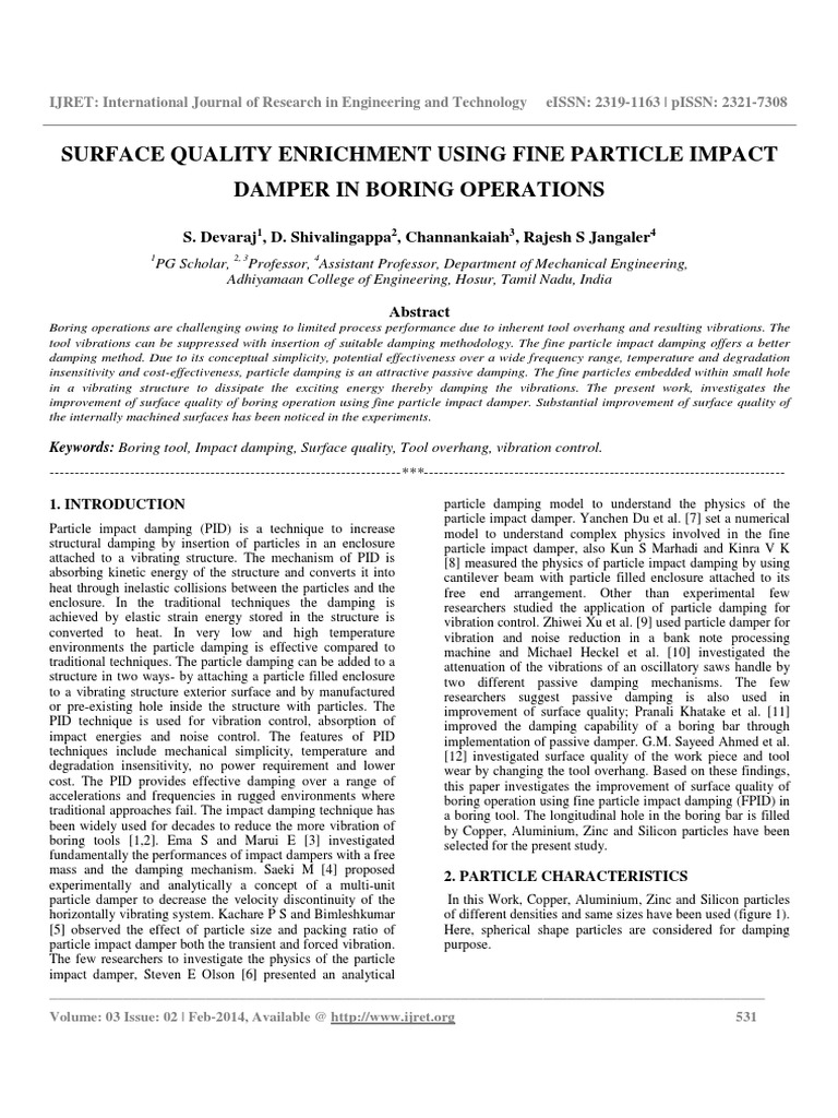 Surface Quality Enrichment Using Fine Particle Impact | PDF | Physics ...