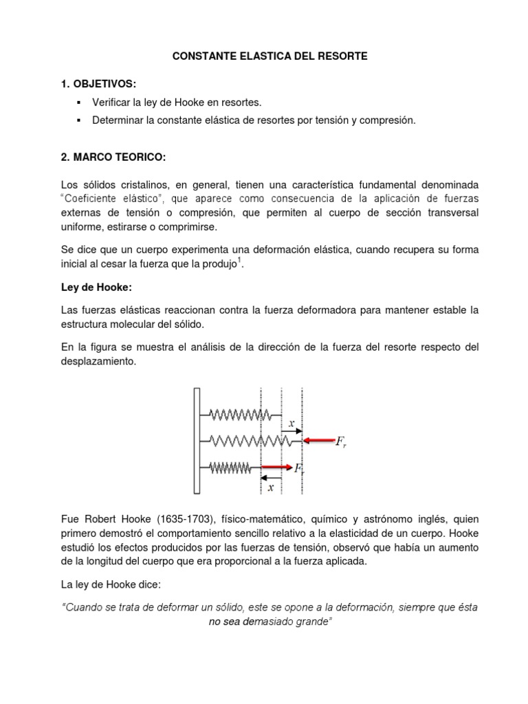 #2. Constante Elastica Del Resorte | PDF | Elasticidad (Física ...