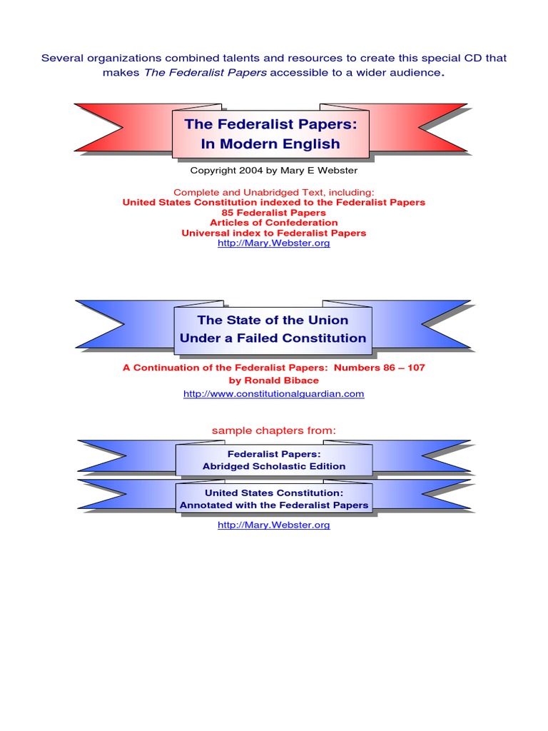 Federalist Papers in Modern Language | PDF | United States Constitution ...
