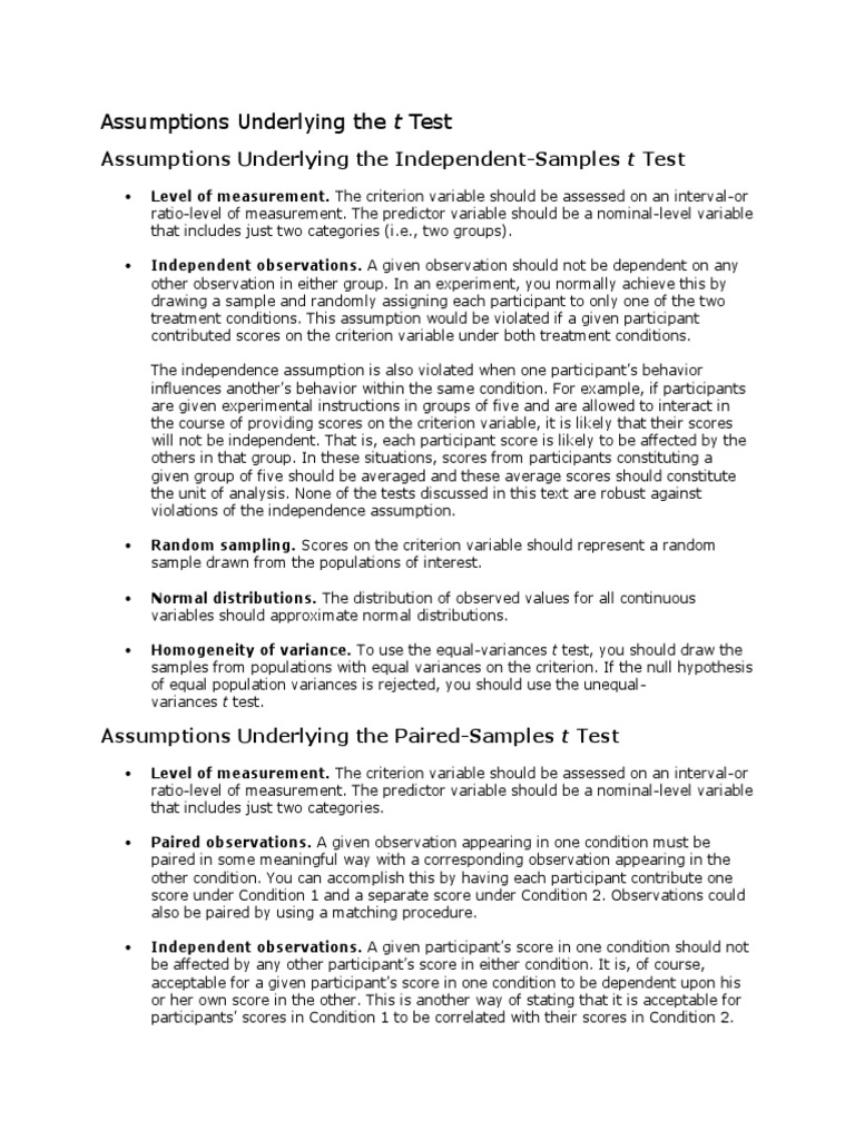 Assumptions on Independent Ttest | Student's T Test | Variance