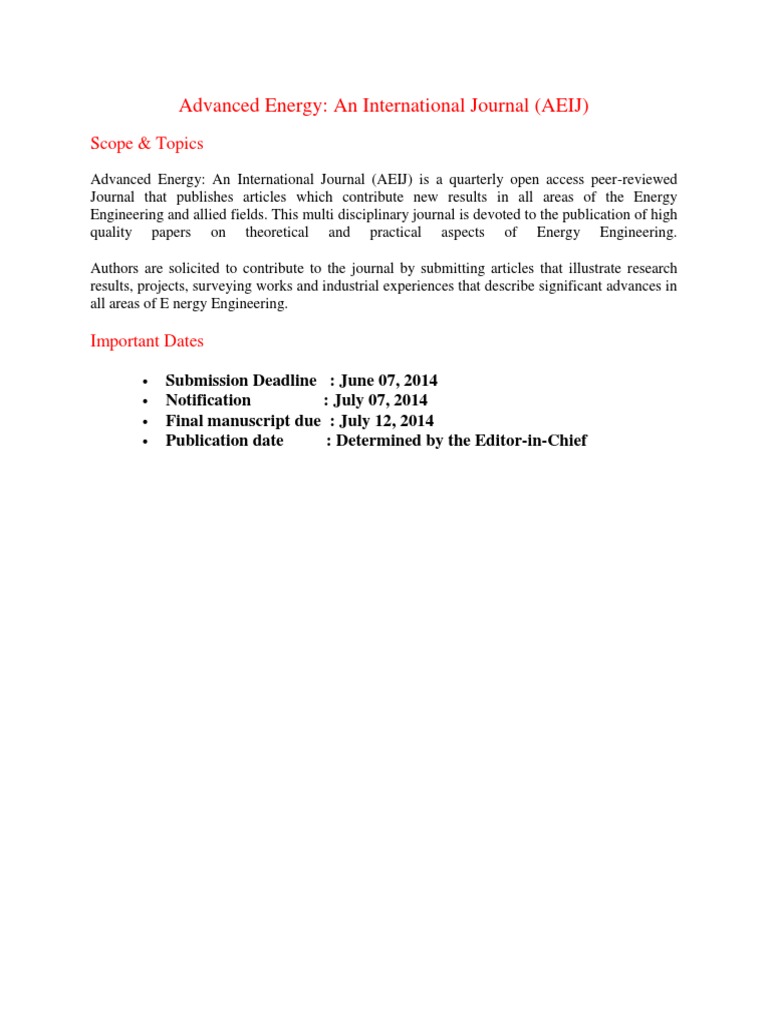 Advanced Energy Journal Submission Guide | PDF