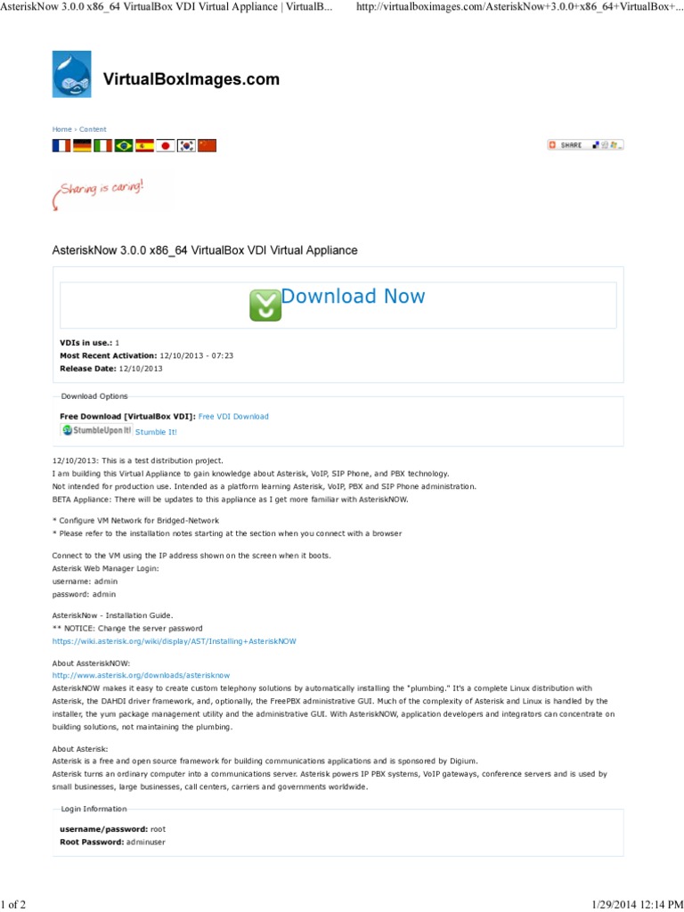 AsteriskNow 3.0.0 x86 - 64 VirtualBox VDI Virtual Appliance - VirtualBoxImages | PDF | Computer ...