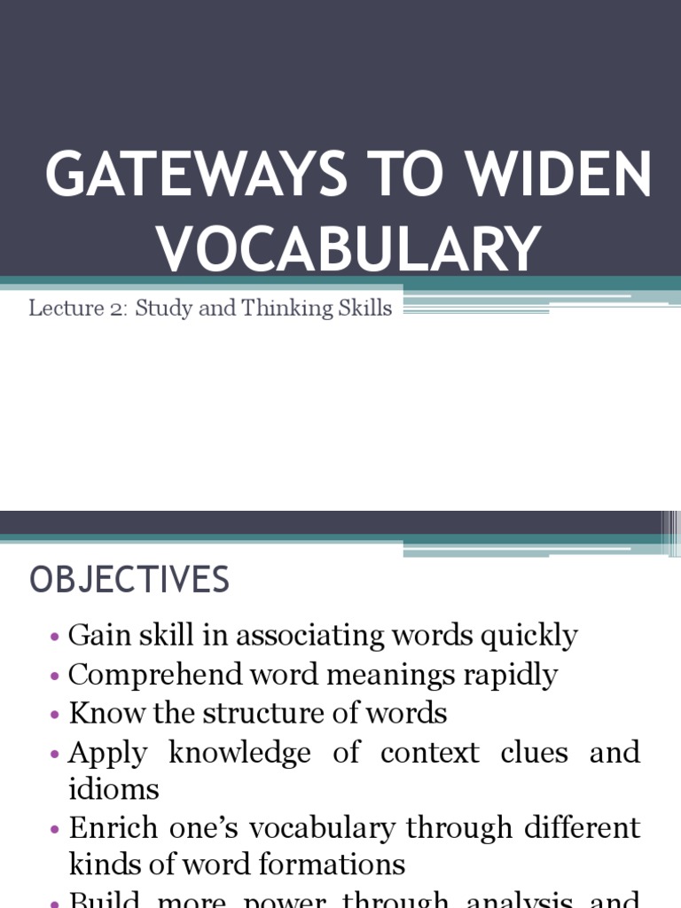 Gateways To Widen Vocabulary - Edited | PDF | Idiom | Vocabulary