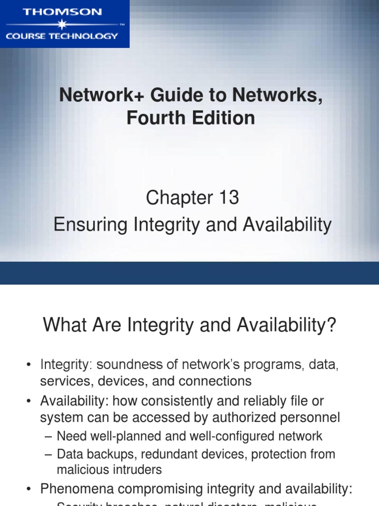 Network+ Guide To Networks, Fourth Edition: Ensuring Integrity and Availability | Download Free ...